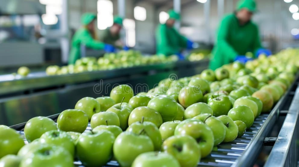 Workers Sorting Apples at Factory. AI Generated Stock Photo - Image of ...