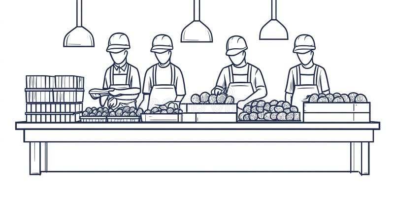 Workers Sorting and Packing Fresh Produce in a Market during the Day ...