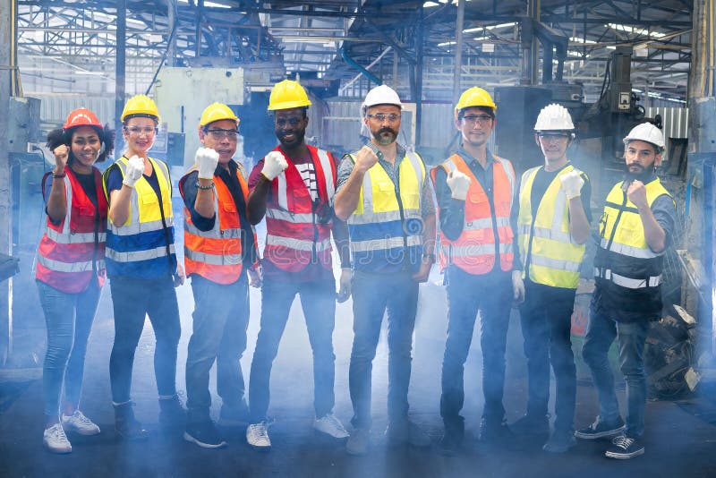 Workers and Workers are Standing in the Factory. Group Staff Standing ...
