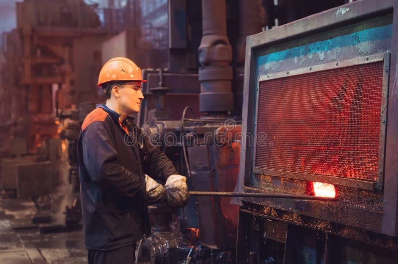 Workers in the Steel Mill. Industrial Environment. Stock Image - Image ...