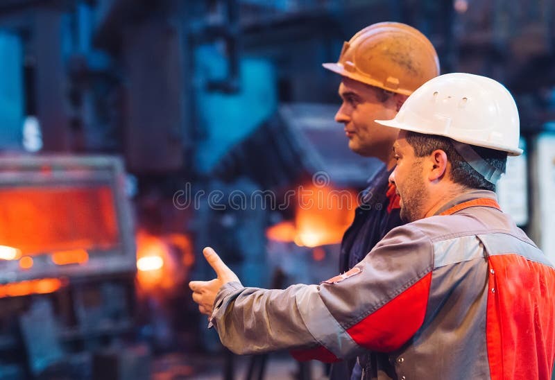 Workers in the Steel Mill on the Metallurgical Plant. Stock Image ...