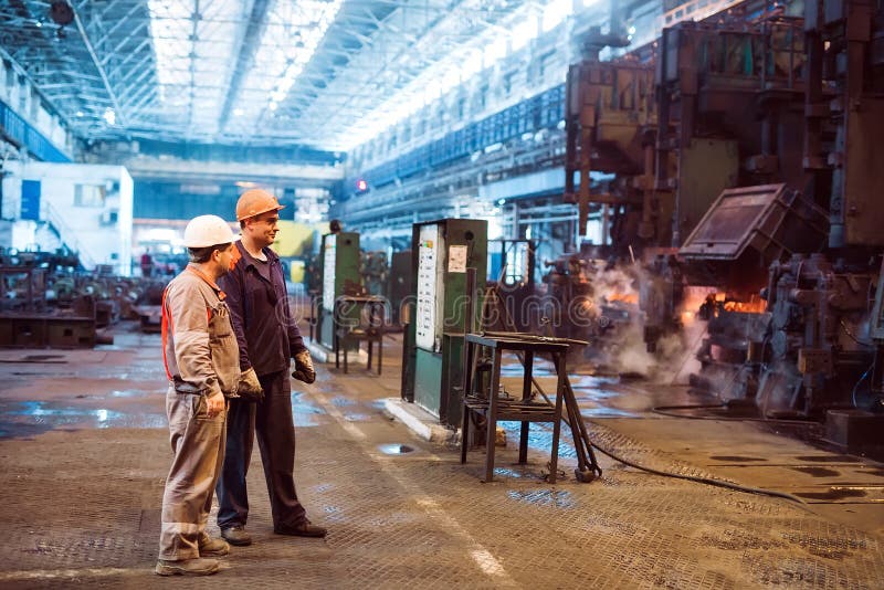 Workers in the Steel Mill. Metallurgical Production or Plant. Stock ...