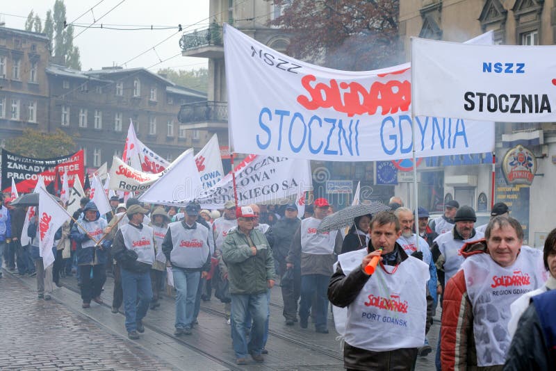 Workers strike in Poland editorial photo. Image of flag - 11502466