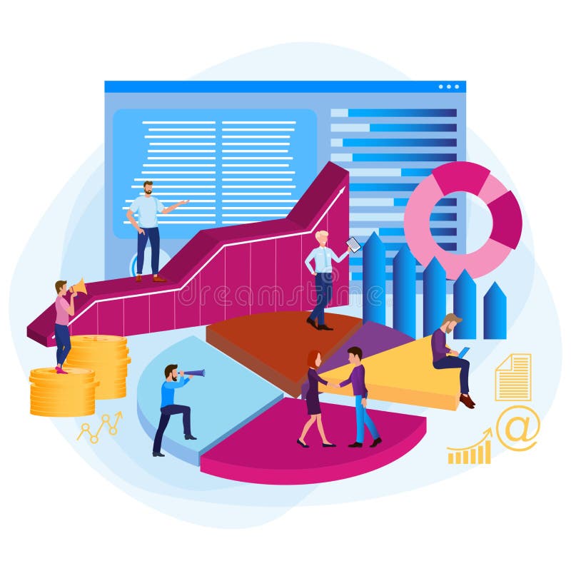 Workers are Studying Infographics. Male and Female Office Workers ...