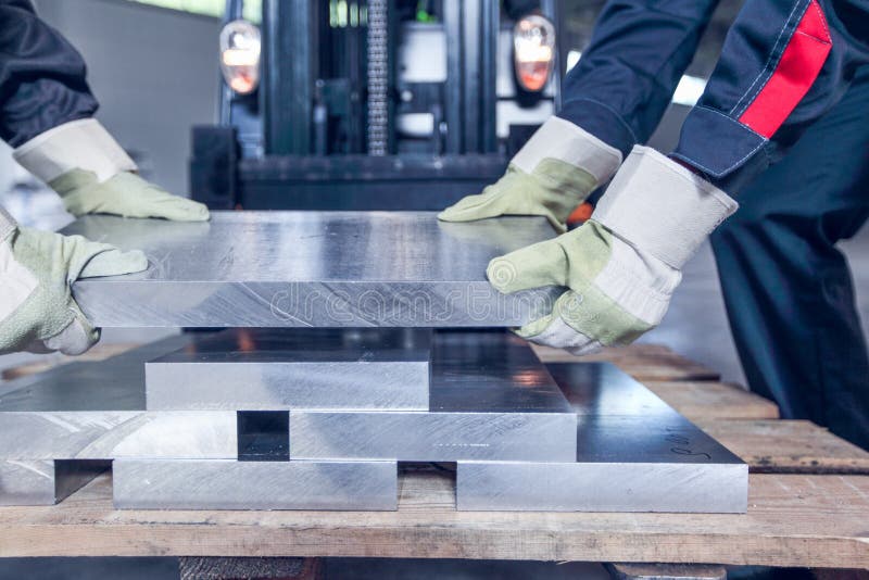 Workers Taking Aluminium Billet Stock Photo - Image of machinery ...