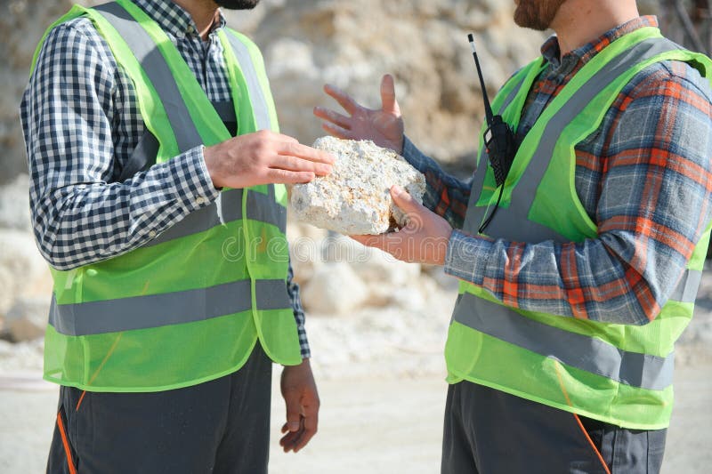 Workers Talking in Rock Quarry Stock Photo - Image of miner, hard ...