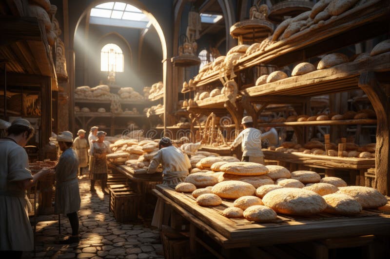 Workers Team on Bread Factory Stock Photo - Image of assembly ...