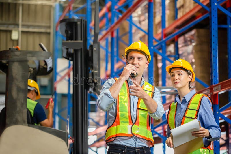 Workers Team Working in Warehouse, Manager and Supervisor Taking ...