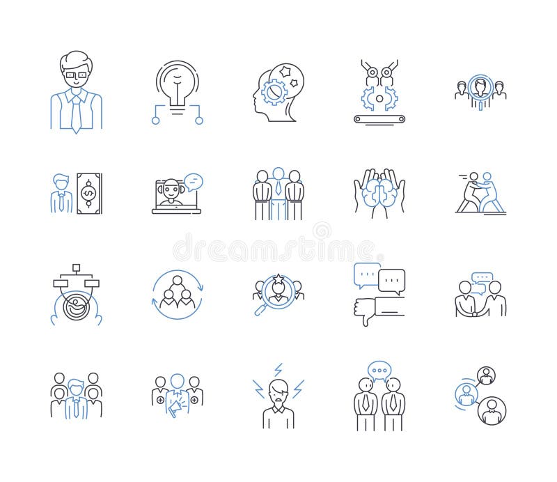 Workers Testing Line Icons Collection Assessments Trials Experiments