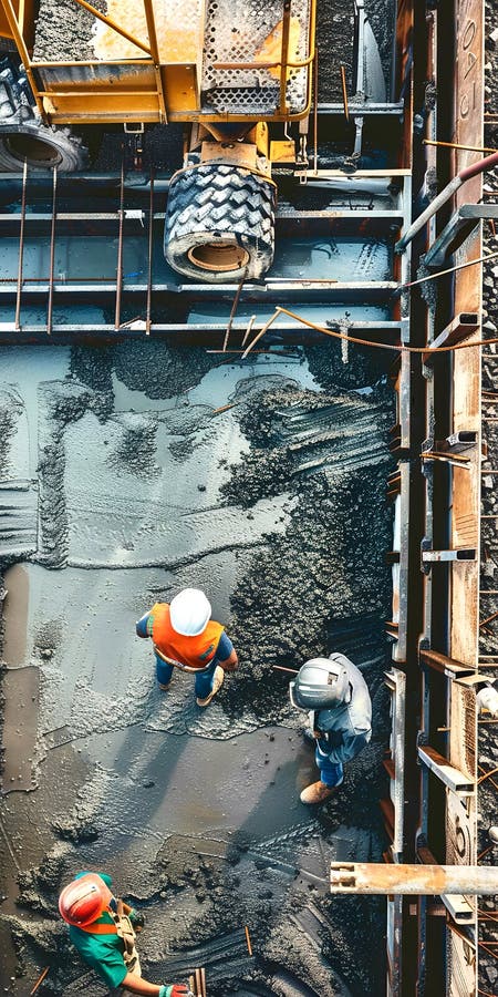 Workers in Uniform Pouring Concrete Stock Photo - Image of site ...