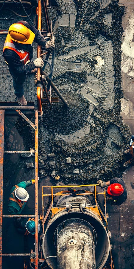 Workers in Uniform Pouring Concrete Stock Photo - Image of concrete ...