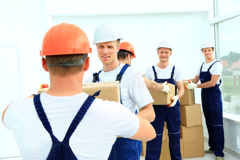3D Workers Unloading Boxes from a Truck Stock Illustration ...
