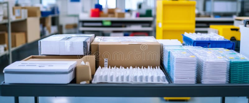 Workers are Unpacking and Organizing Various Business Supplies in a ...