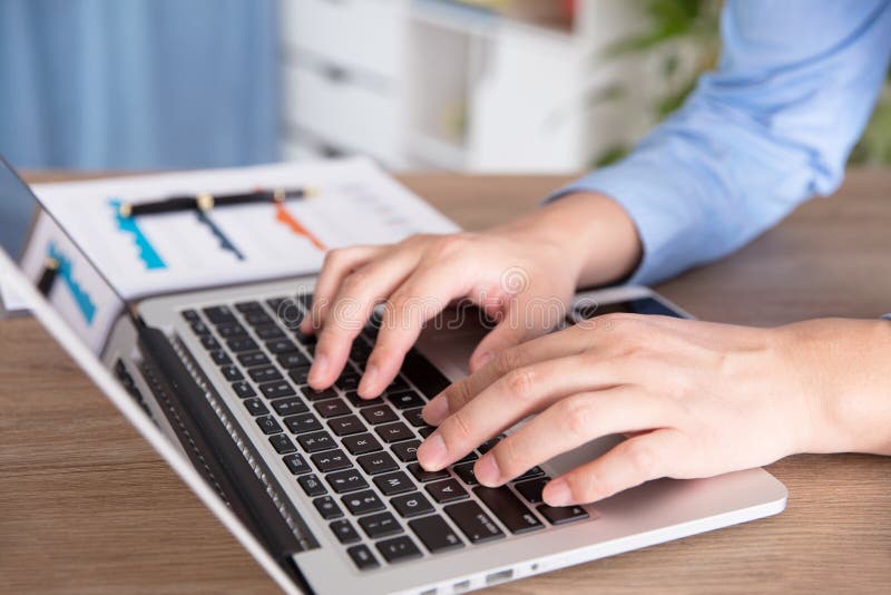Workers Use Laptops for Office Stock Photo - Image of desk, scene ...