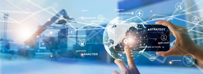 Workers Using Smartphone Cargo Freight Loading and Tracking Delivery ...