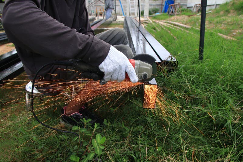Workers are Using Steel Cutting Tools Stock Photo - Image of spark ...
