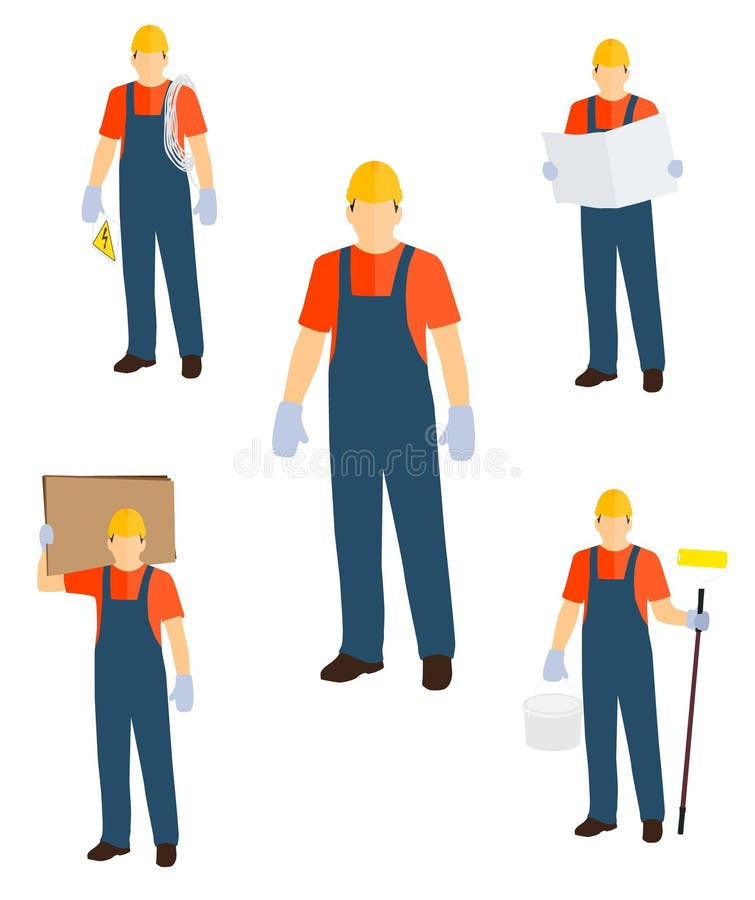 Workers vector set stock vector. Illustration of house - 124939773