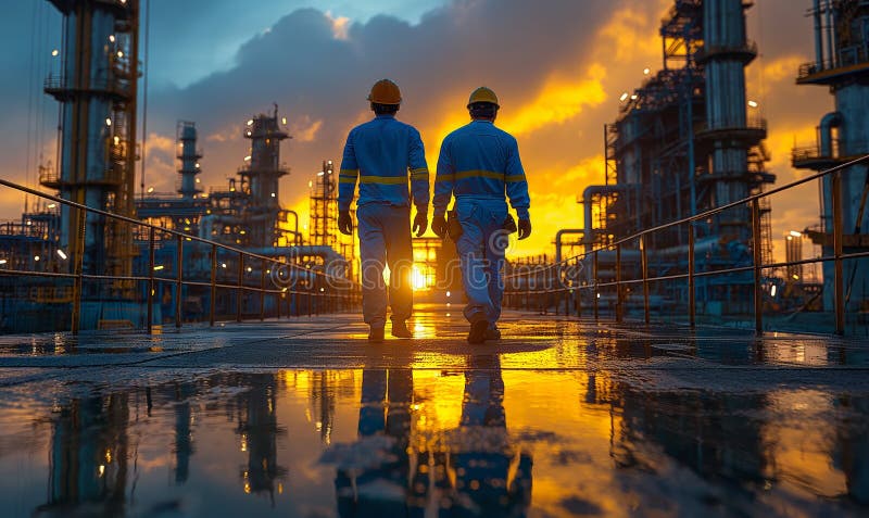 Workers Walk through the Factory, Rear View. Stock Photo - Image of ...