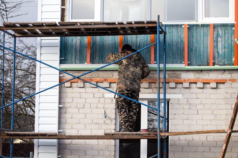 Workers Walling the House with Wall Siding Stock Image - Image of ...