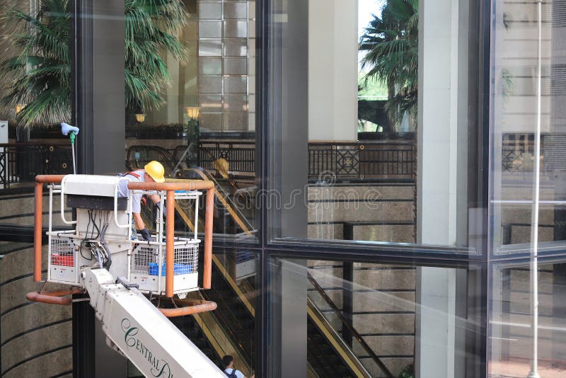 A Workers Wash Windows of High Rise Building Editorial Stock Image ...