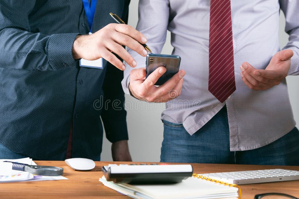 Workers are Watching the Phone Stock Image - Image of application ...