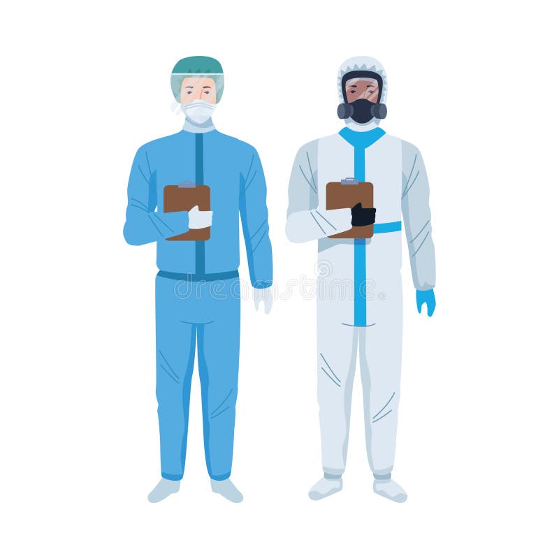 Workers Wearing Biosafety Suits Characters Stock Vector - Illustration ...