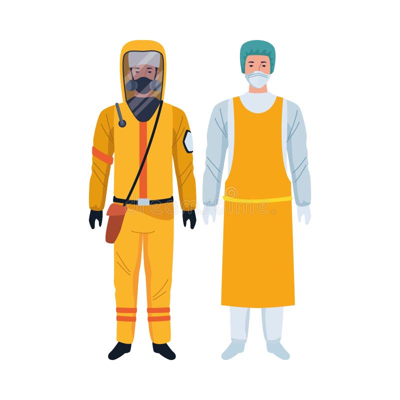 Workers Wearing Biosafety Suits Characters Stock Vector - Illustration ...