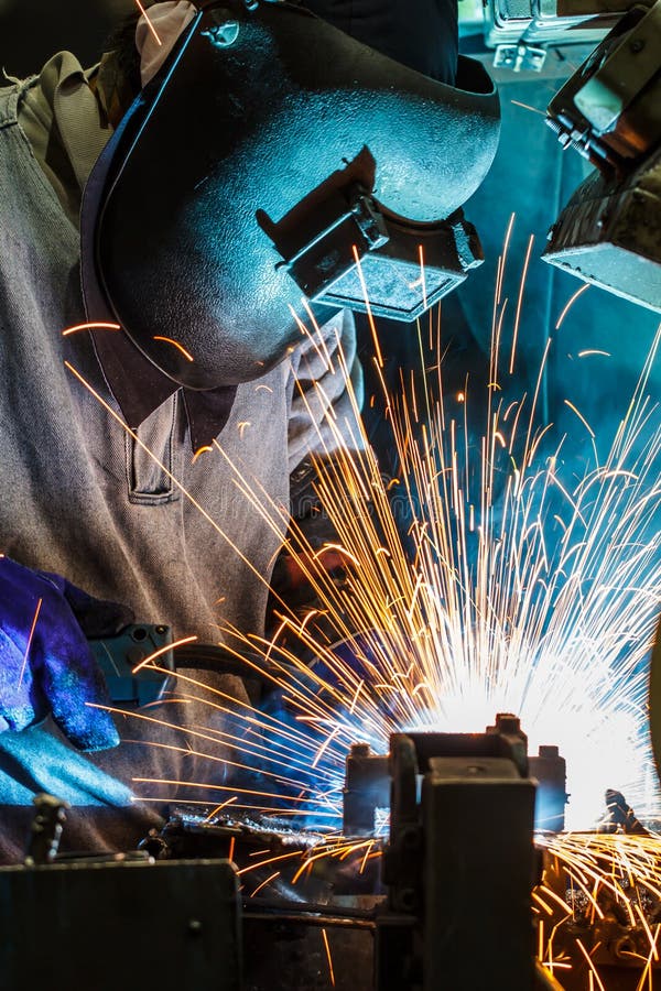 Workers weld car industry stock image. Image of join - 57090071