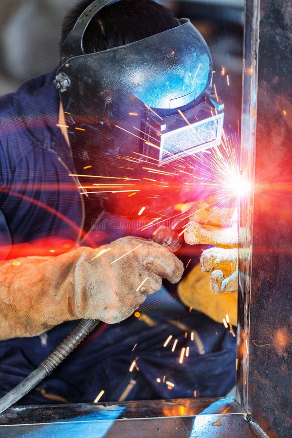 Workers Welding Construction by MIG Welding Stock Photo - Image of ...
