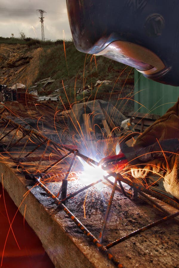 Workers welding steel stock photo. Image of mask, factory - 101331998