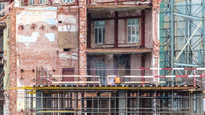 Workers Work at a House Construction Stock Image - Image of background ...