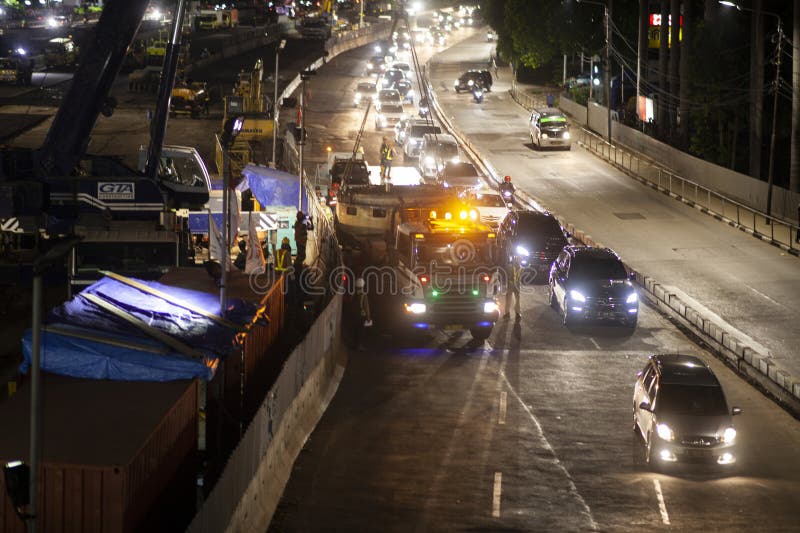 Workers Work at Night for the MRT Project Editorial Photo - Image of ...