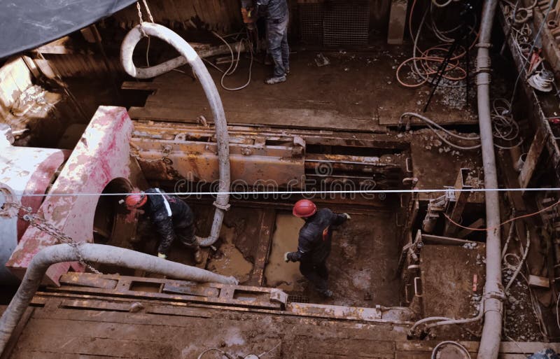 Workers Work on Pipeline Operations. Pipe Penetration Editorial Photo ...