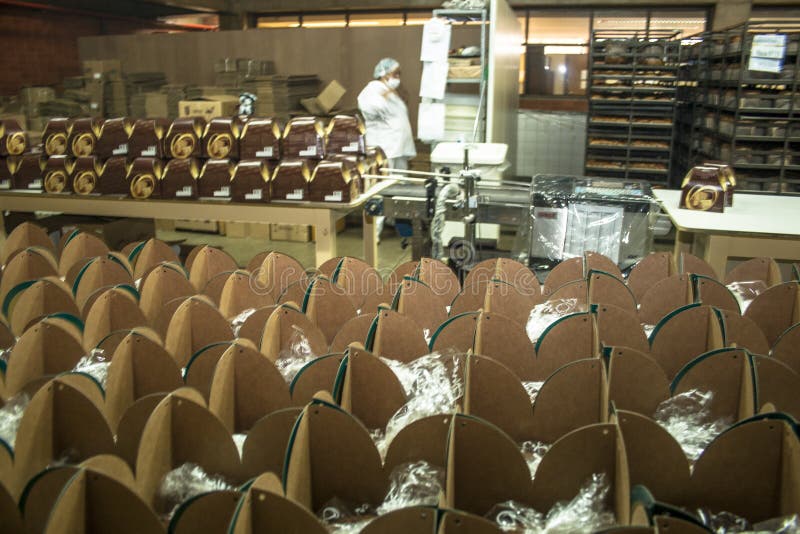 Workers Work in the Production Line of an Industry of Bread Editorial ...