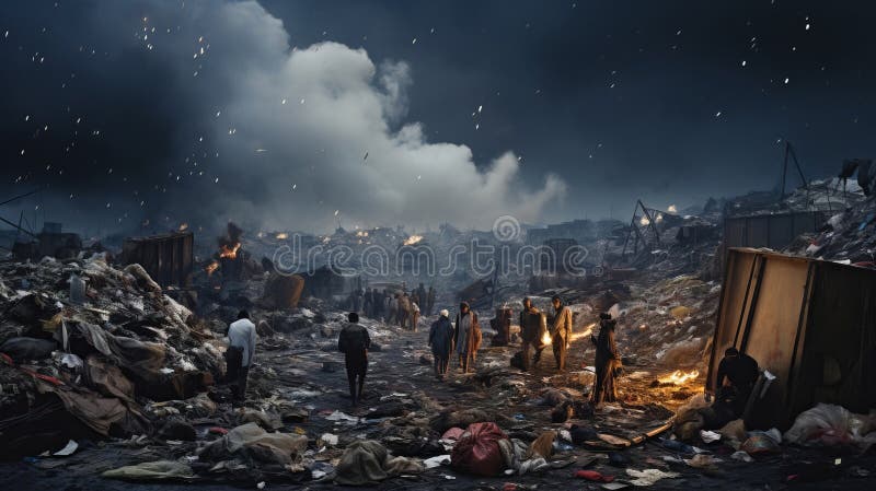 Workers Work in Toxic Waste Dumps with Health Risks. a Huge Dump with ...