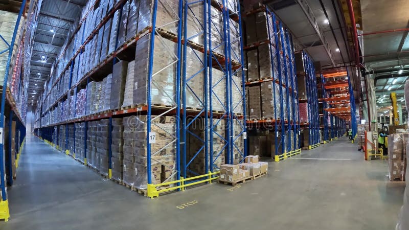 Workers Work in the Warehouse General Plan Time Lapse. Large Modern ...