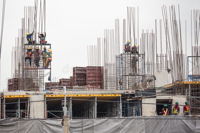 Workers are Working on Building Structure Editorial Stock Photo - Image ...