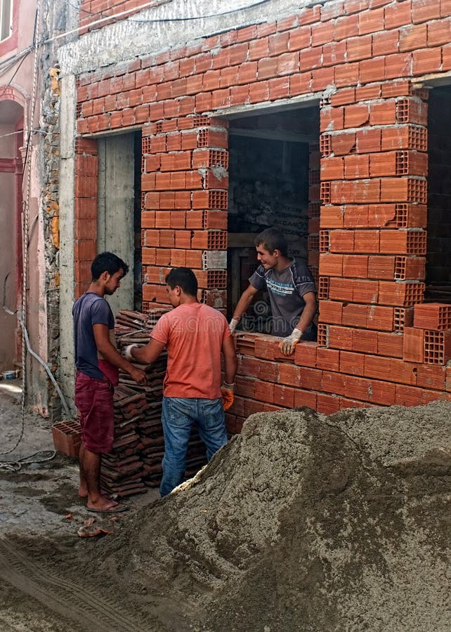 Workers Working in a Construction Side Editorial Stock Image - Image of ...