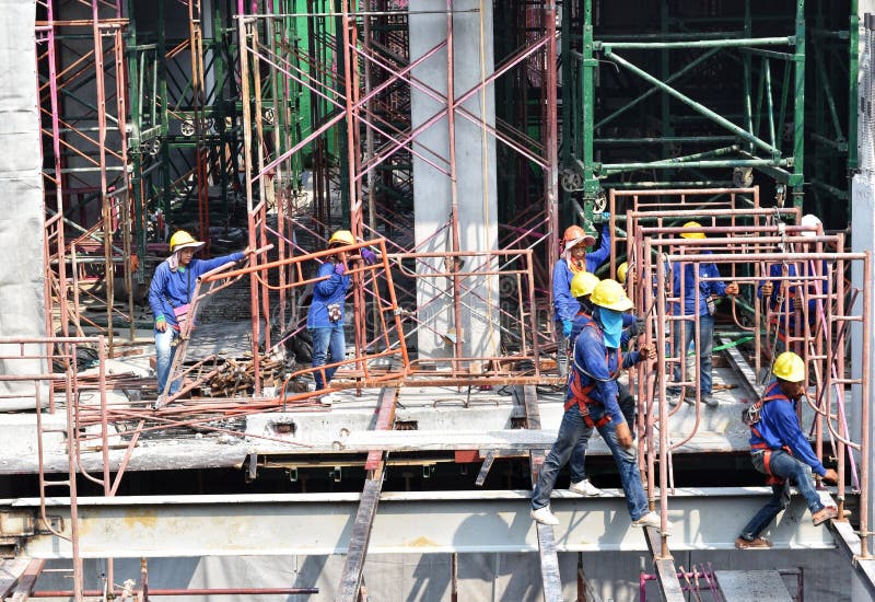 Working Worker at the Construction Site Editorial Photography - Image ...