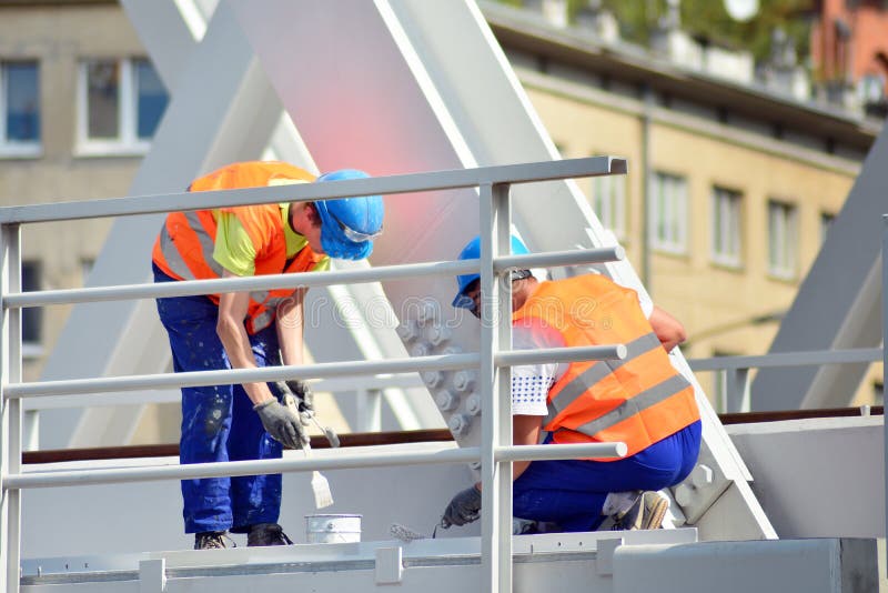 Workers Working at Construction Site Editorial Stock Image - Image of ...