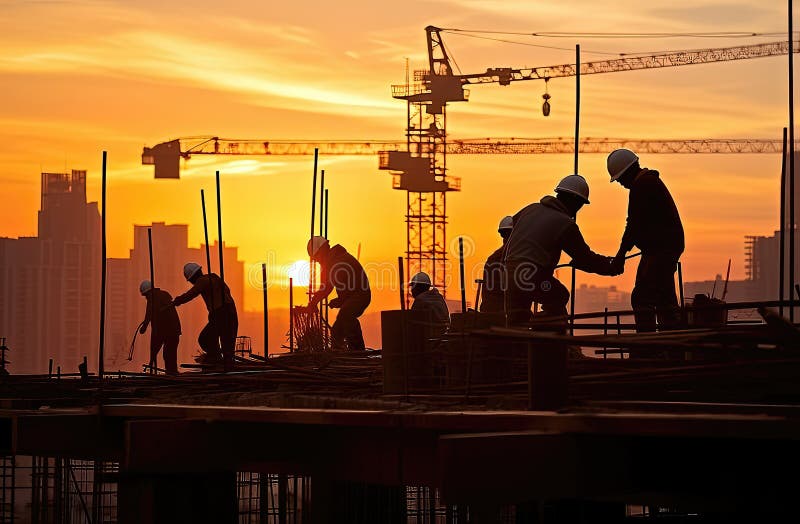 Workers Working on the Construction Site Stock Illustration ...
