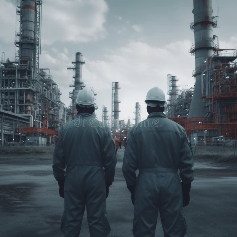 Workers are Working in an Oil Refinery.AI Generated Stock Illustration ...