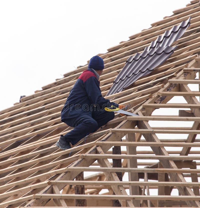 Workers Working on the Roof Editorial Image - Image of work, tool ...