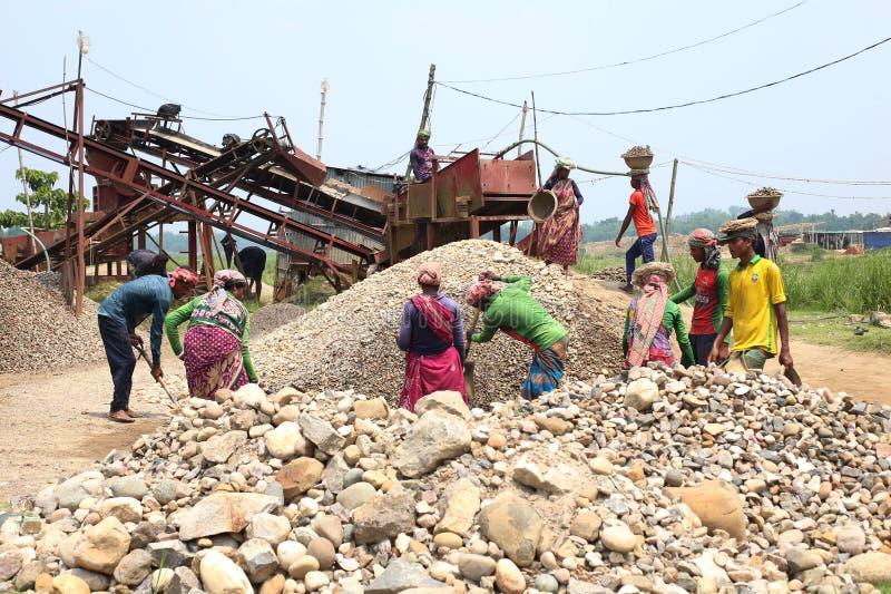The Workers are Working in the Stone Crusher Factory Editorial Stock ...