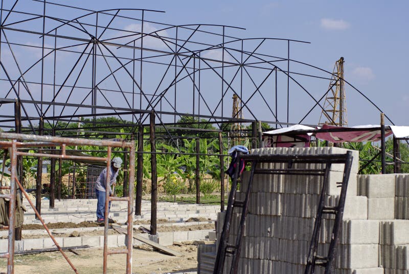 Workers Working on Structure Construction Stock Photo - Image of beam ...