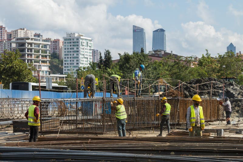 Workers Working on Subway Construction Editorial Photo - Image of group ...