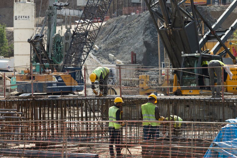 Workers Working on Subway Construction Editorial Stock Photo - Image of ...