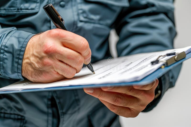 Workers are Writing on a Notepad Stock Image - Image of factory ...