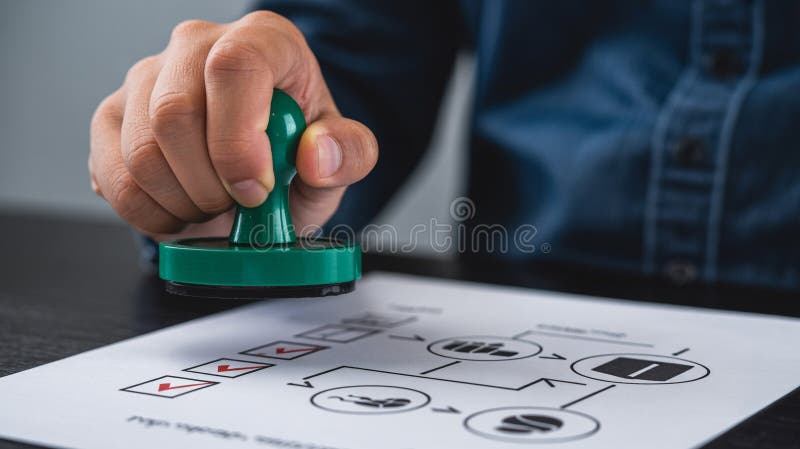 Workflow Approval Process Checklist with Rubber Stamp for Business ...