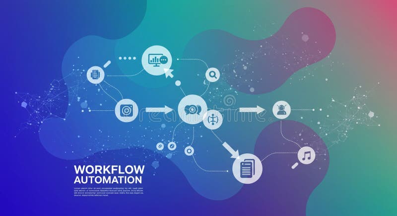 Workflow Automation Concept Illustrated with Icons Connected by Arrows, Stock Illustration ...